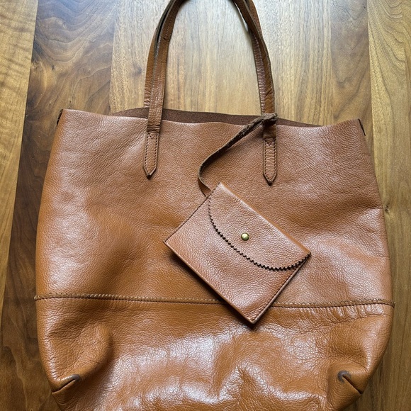 J. Crew | Bags | J Crew Brown Leather Tote Bag With Vintage Patina ...